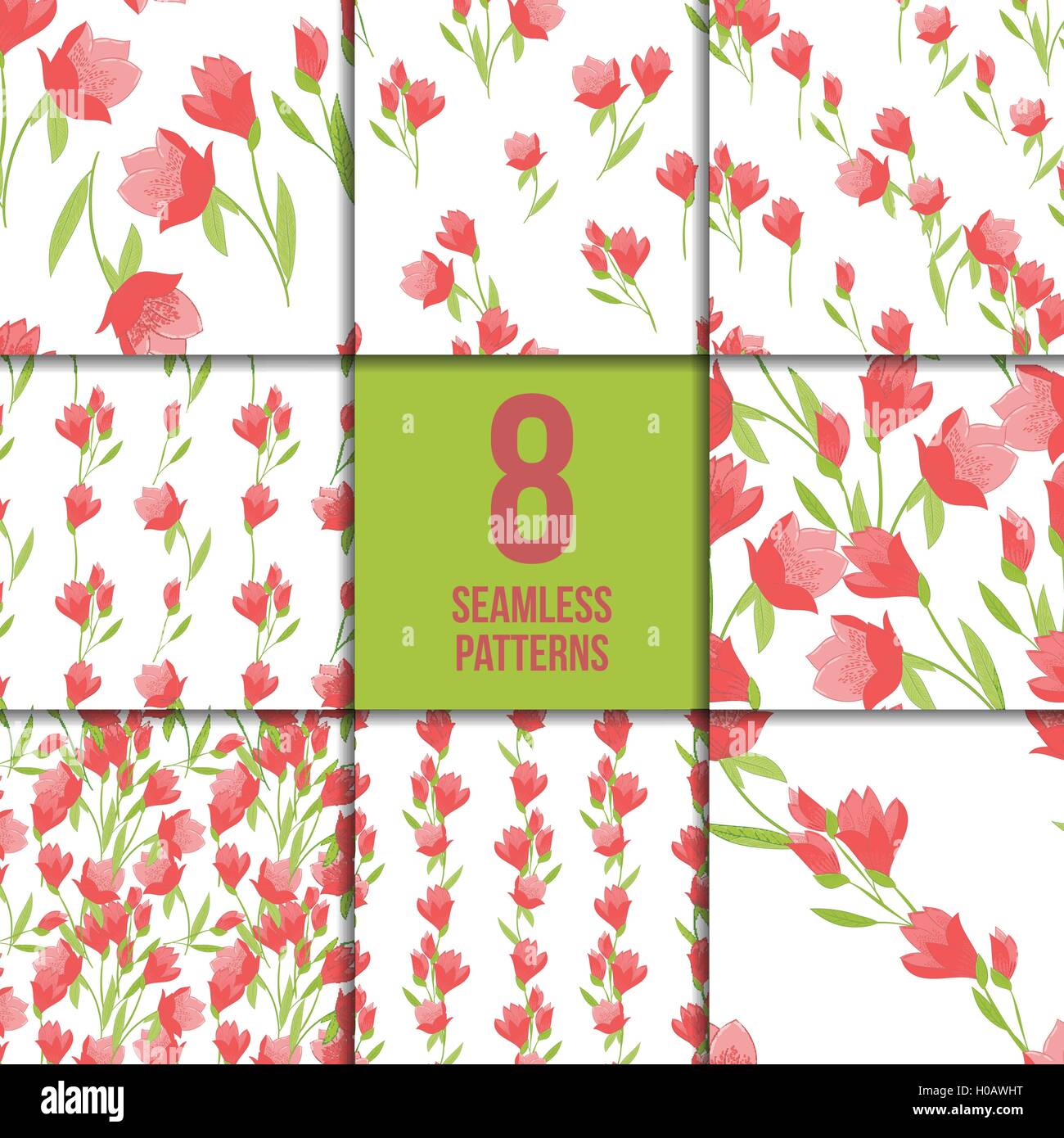Seamless pattern set with tulips Stock Vector Image & Art - Alamy