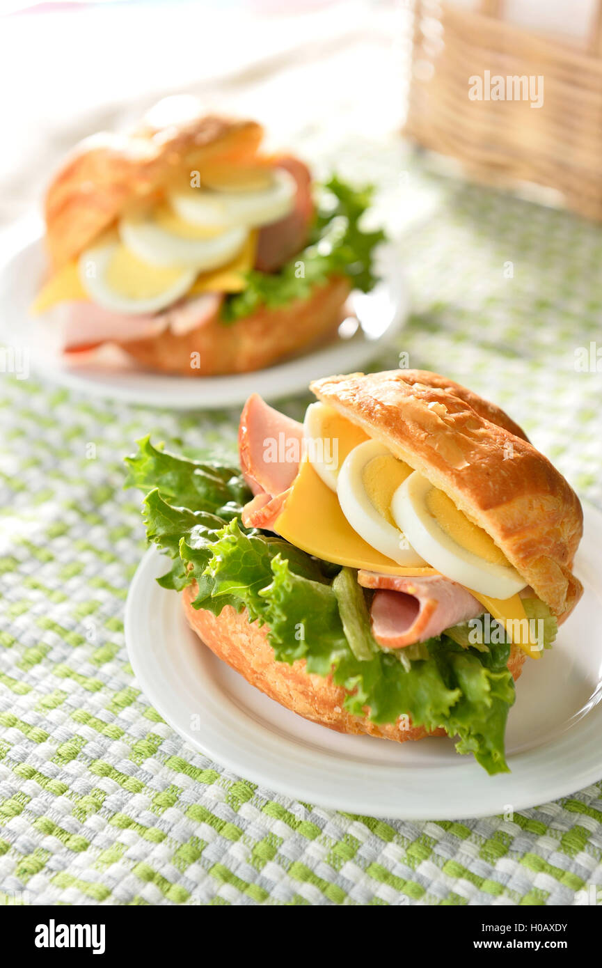Chinese hamburger with sliced egg and bacon on the table Stock Photo ...