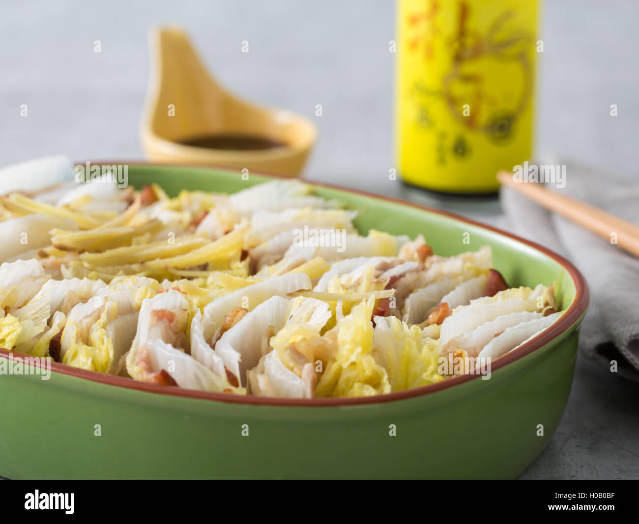 Steamed white cabbage or kimchi in meal box in japanese style Stock ...