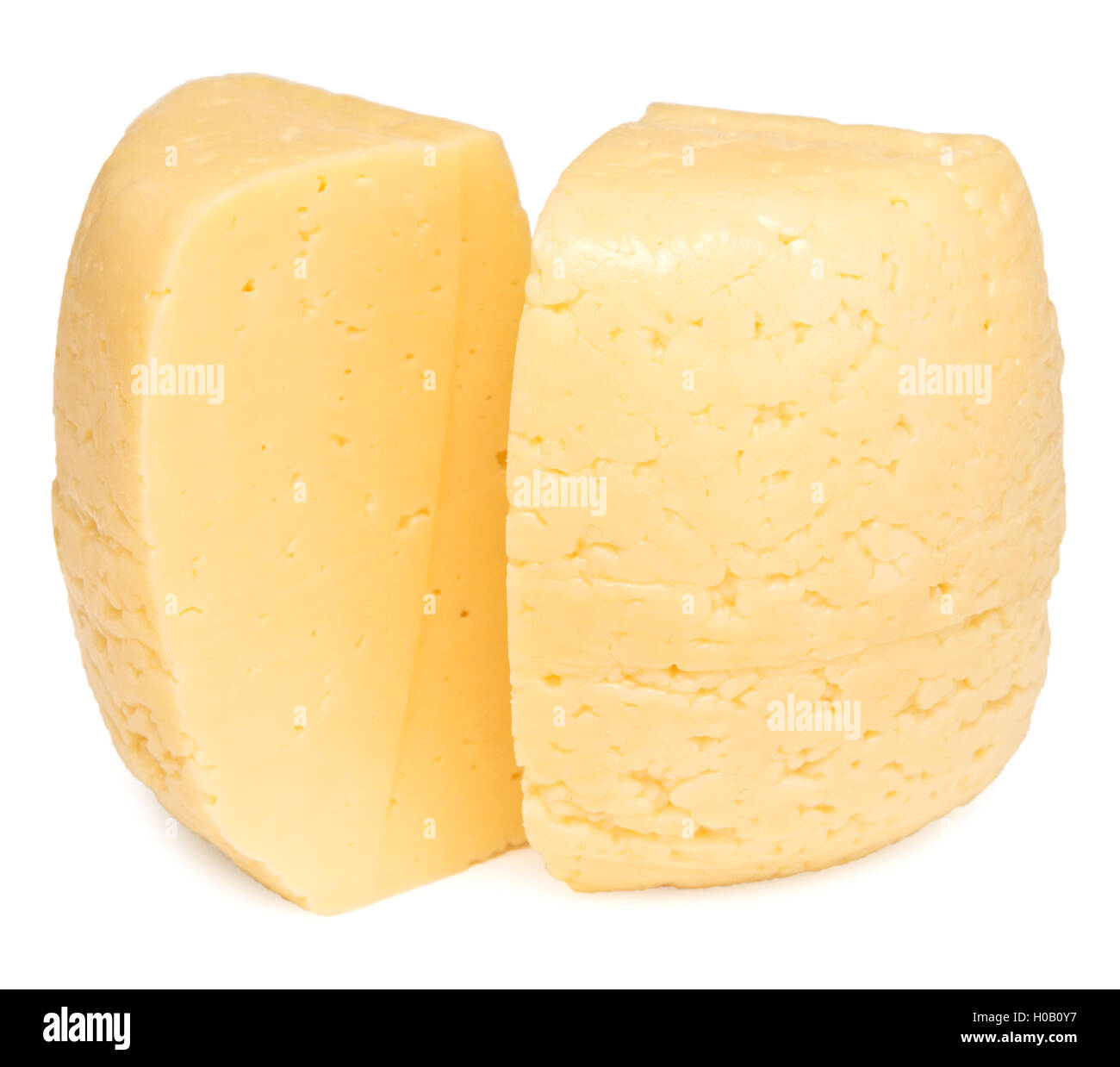 two pieces of cheese isolated on white background Stock Photo - Alamy