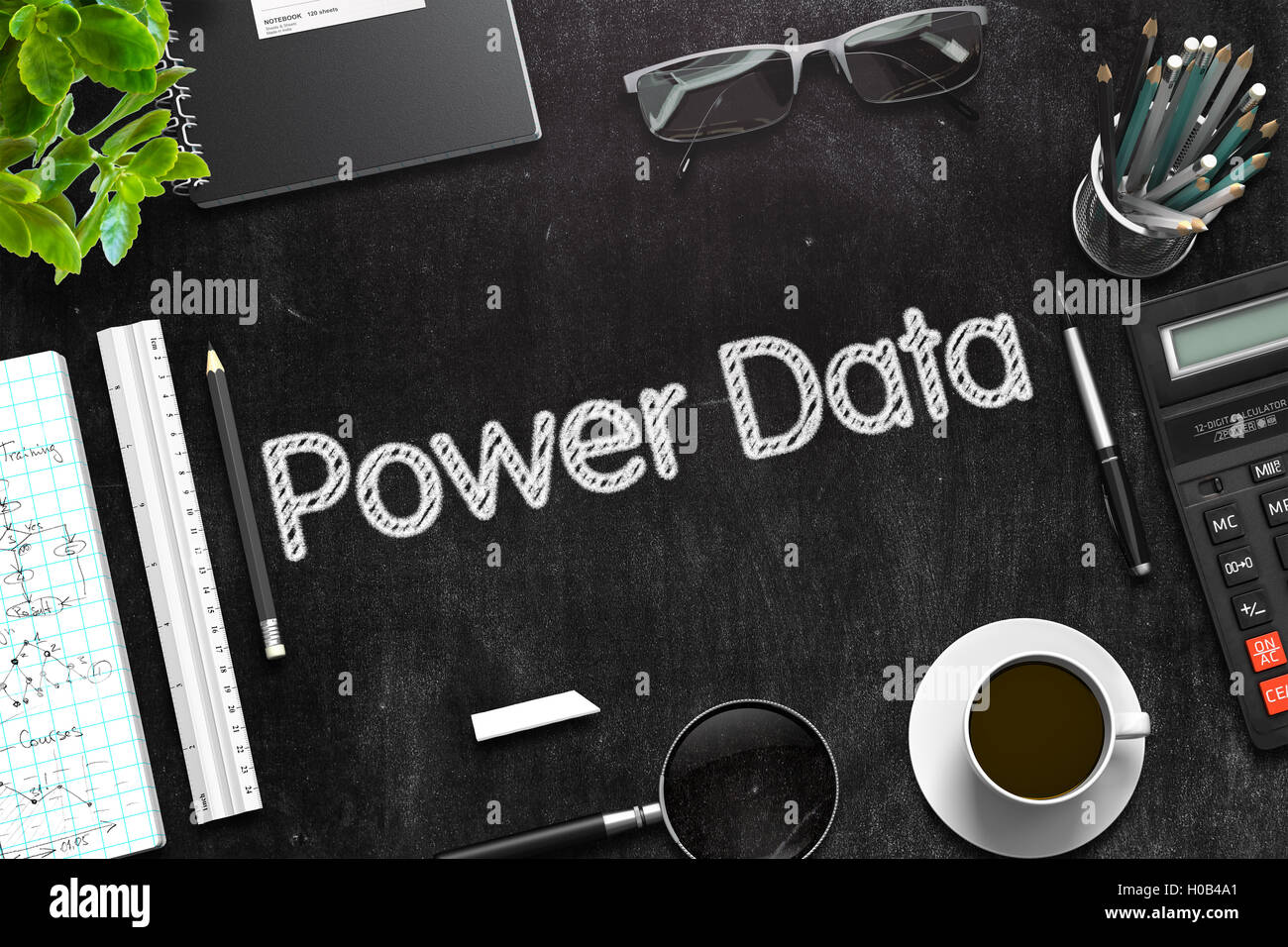 Black Chalkboard with Power Data Concept. 3D Rendering Stock Photo - Alamy