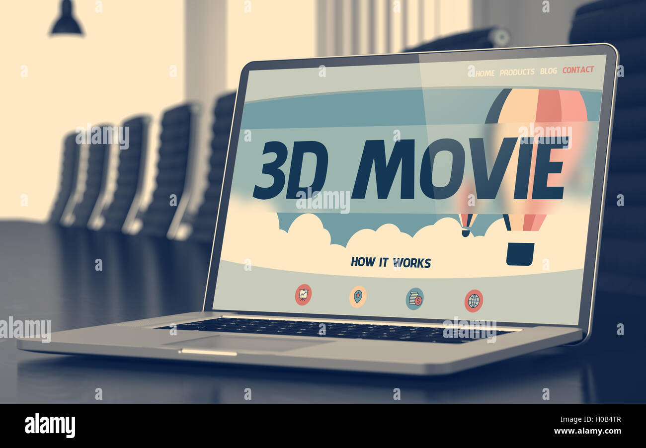 3D Movie Concept on Laptop Screen Stock Photo - Alamy