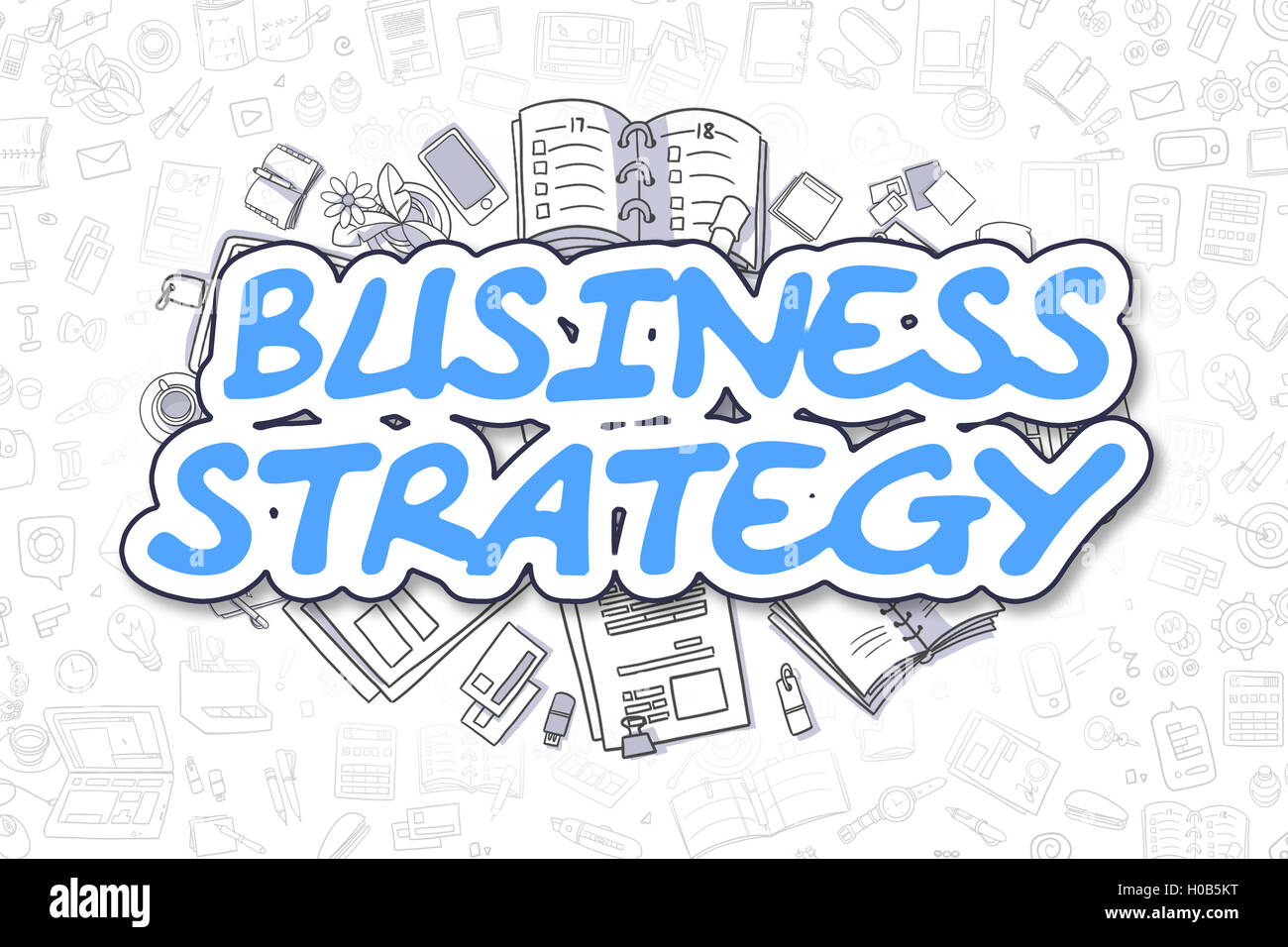 Business Strategy - Cartoon Blue Word. Business Concept Stock Photo - Alamy