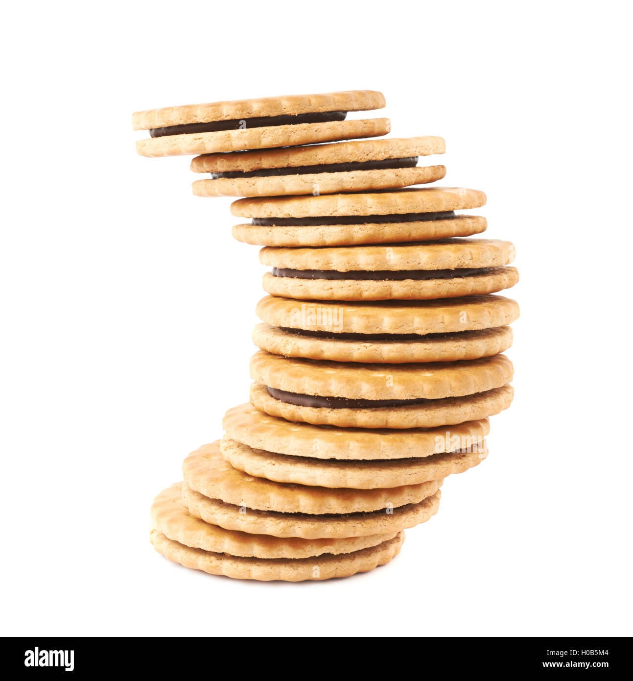 Twisted stack of cookies isolated over the white background Stock Photo ...