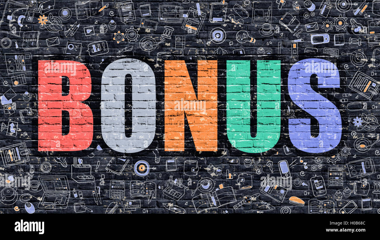 Bonus Concept with Doodle Design Icons Stock Photo - Alamy