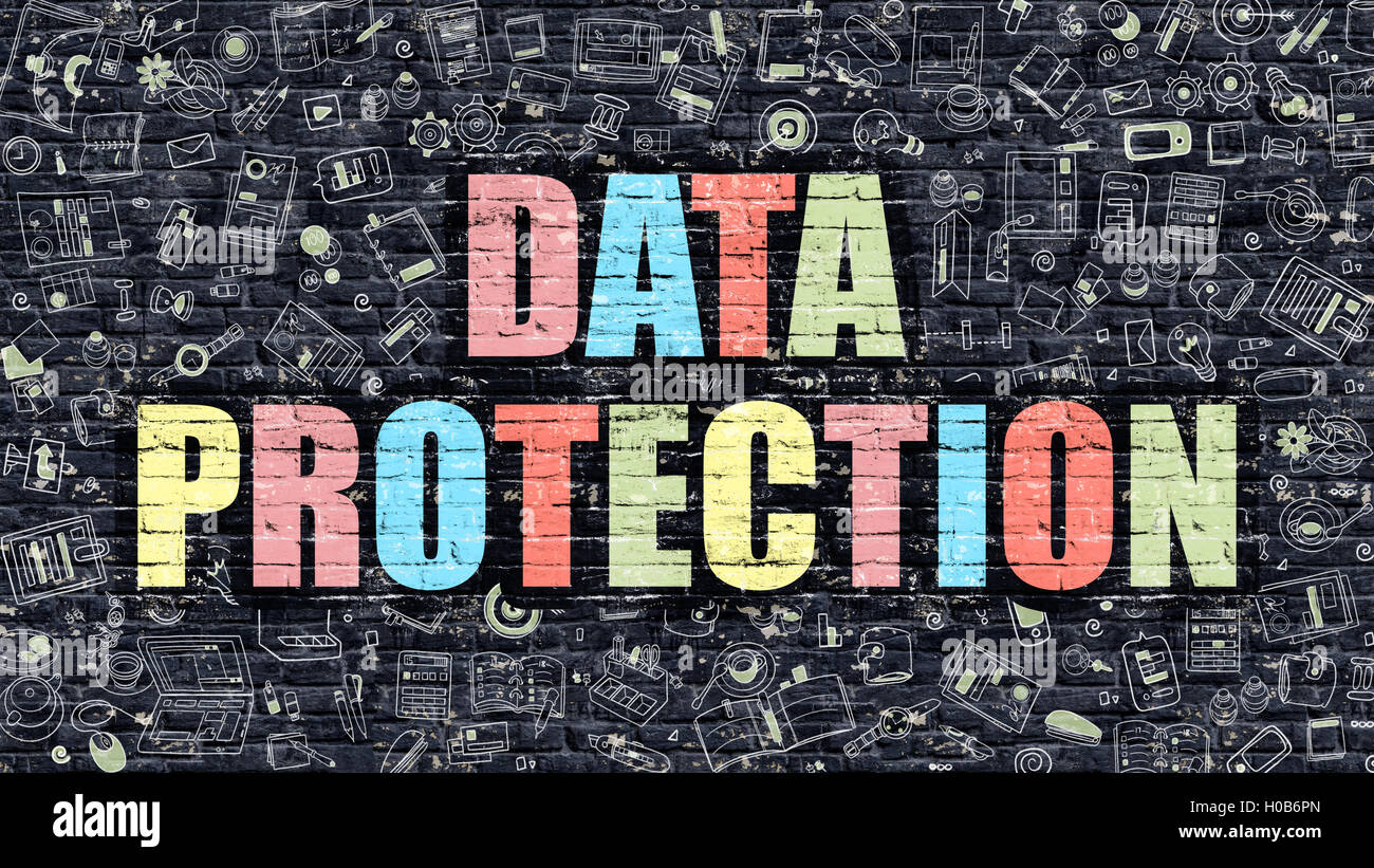 Data Protection in Multicolor. Doodle Design Stock Photo - Alamy