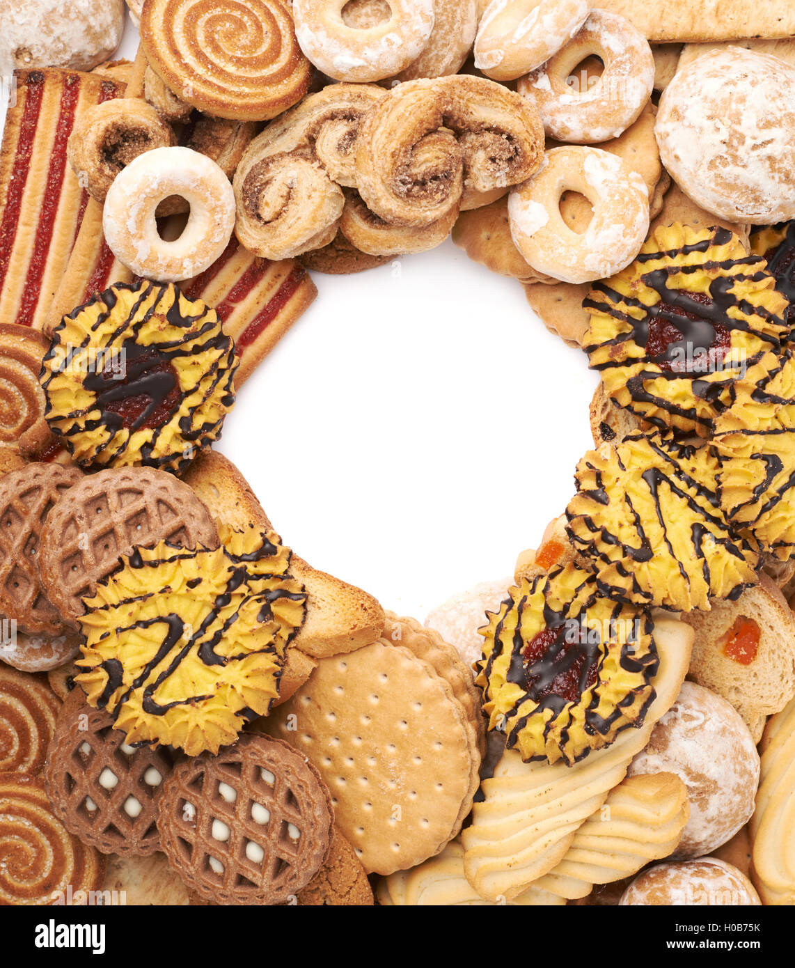 Pile of mix cookies isolated over the white background Stock Photo - Alamy