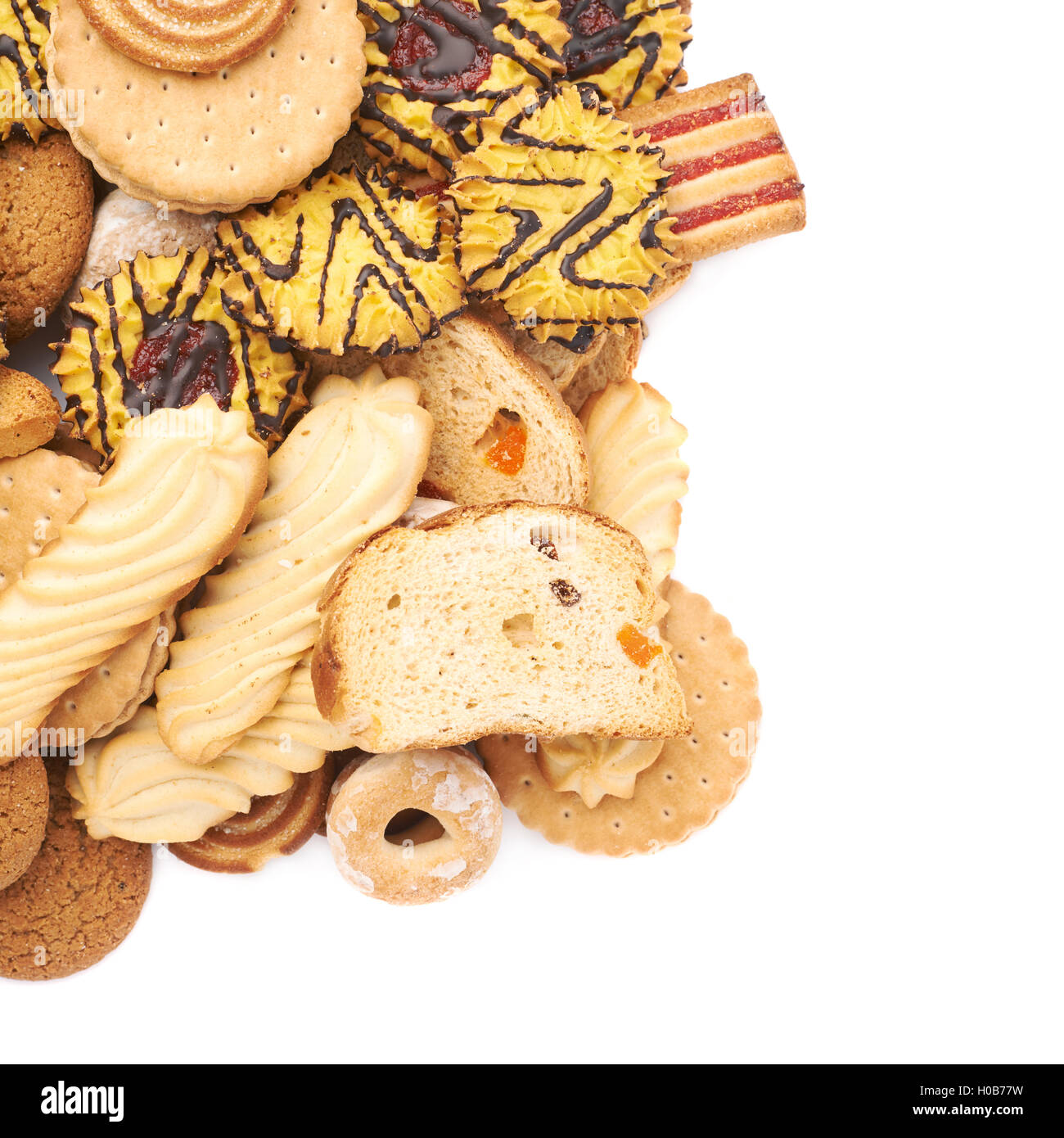 Pile of mix cookies isolated over the white background Stock Photo - Alamy