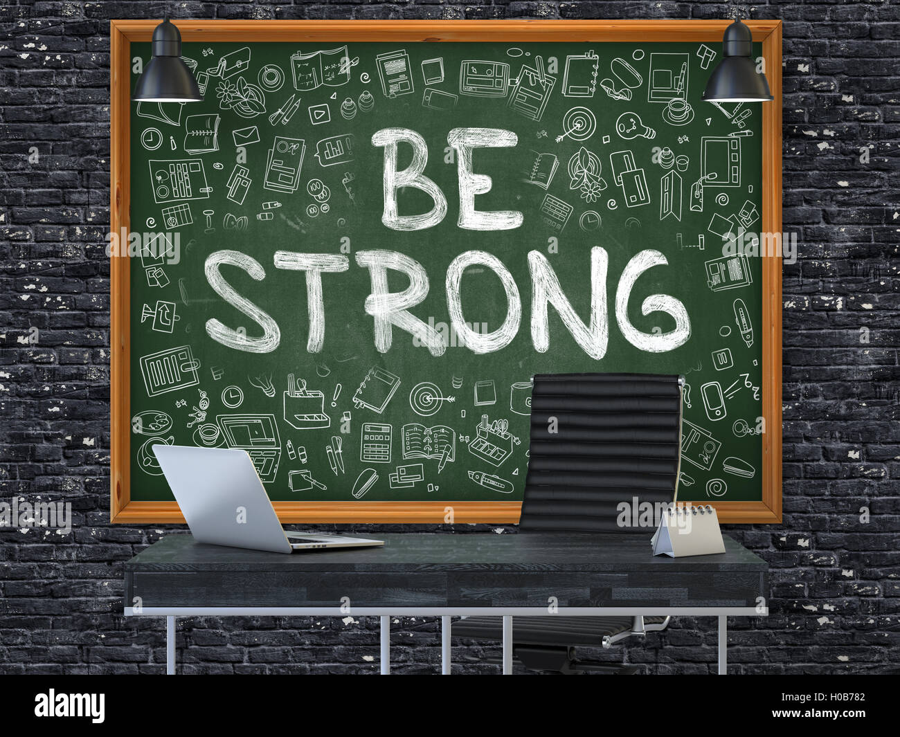 Be Strong on Chalkboard in the Office. 3D Stock Photo - Alamy