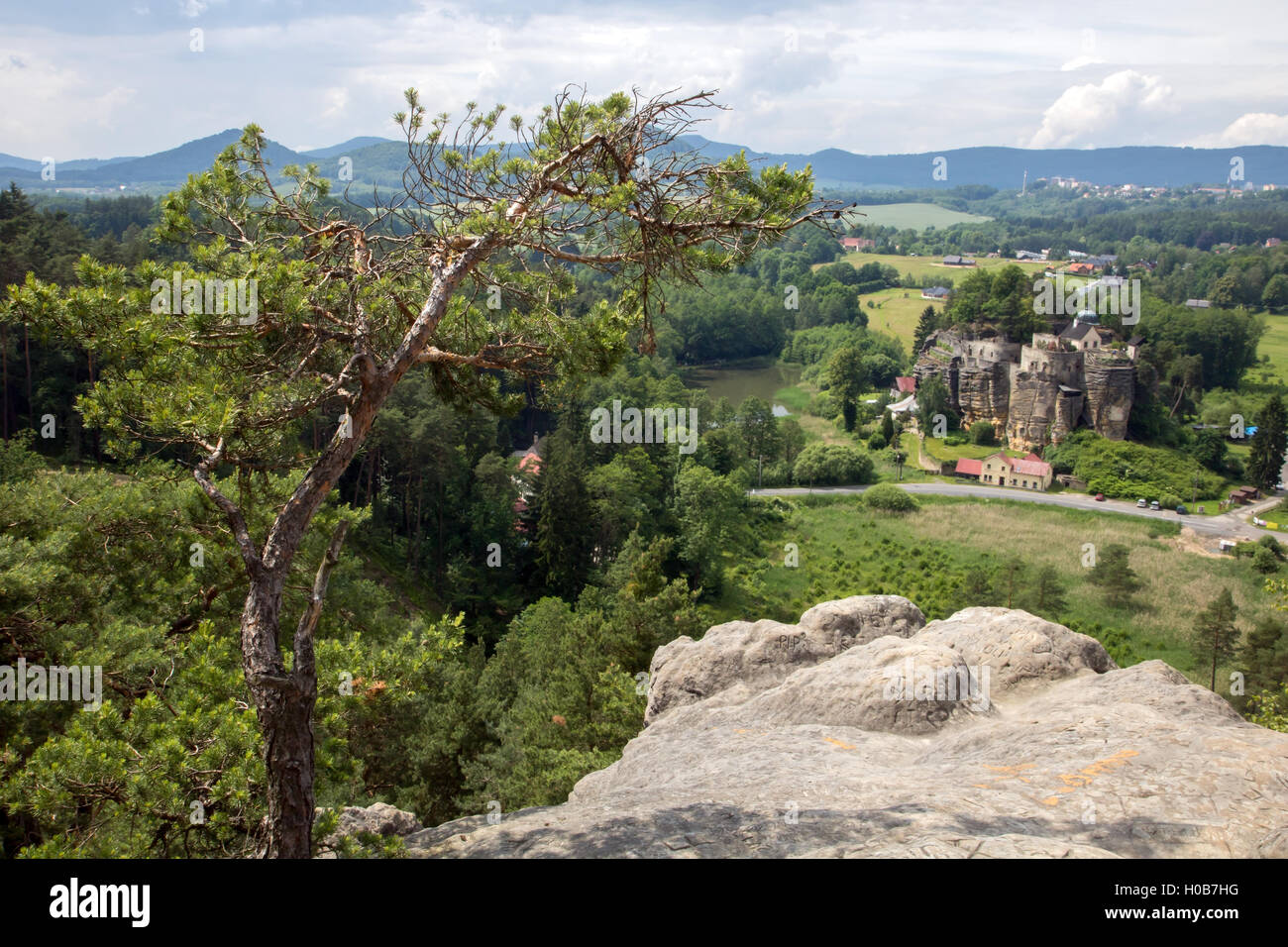 Outlook of natural rock on the rock castle Sloup Stock Photo - Alamy