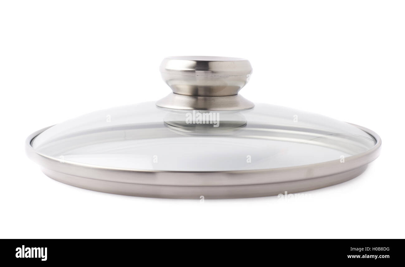 Cap of stainless steel cooking pot pan isolated over white background ...