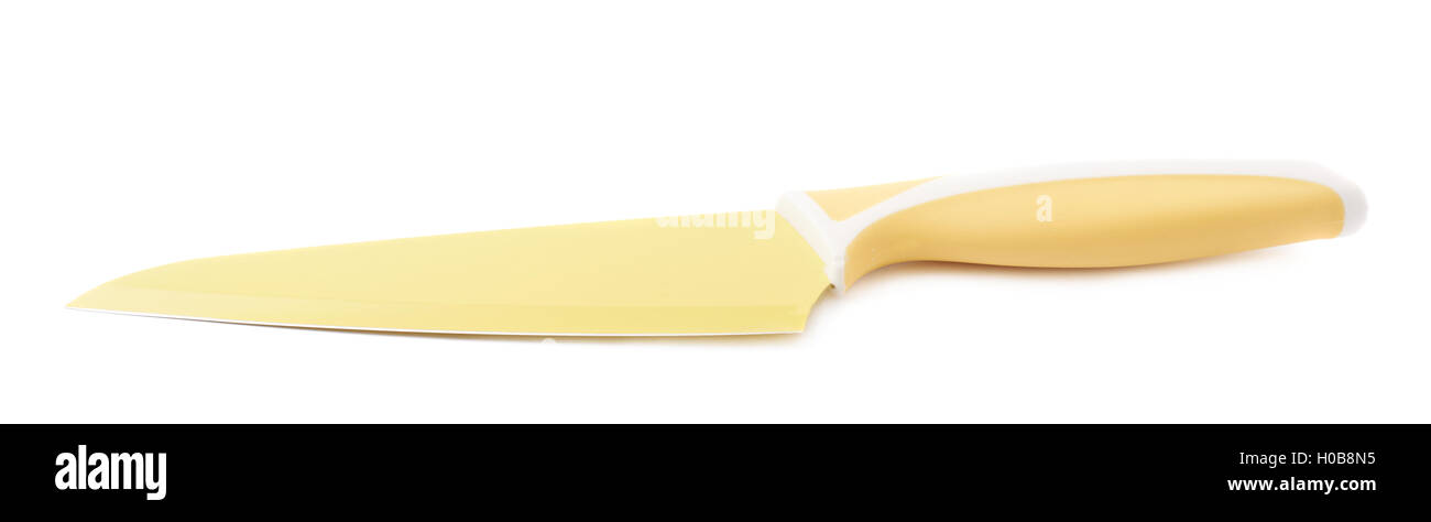 Steel yellow knife isolated over the white background Stock Photo - Alamy