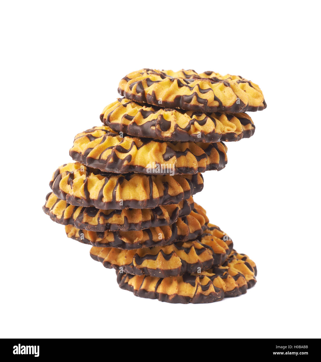 Twisted stack of cookies isolated over the white background Stock Photo ...