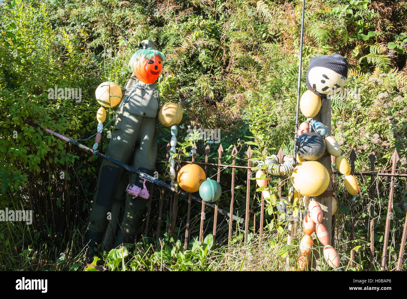 Scare crows,faces artwork mannequins models created by fishing bouys ...