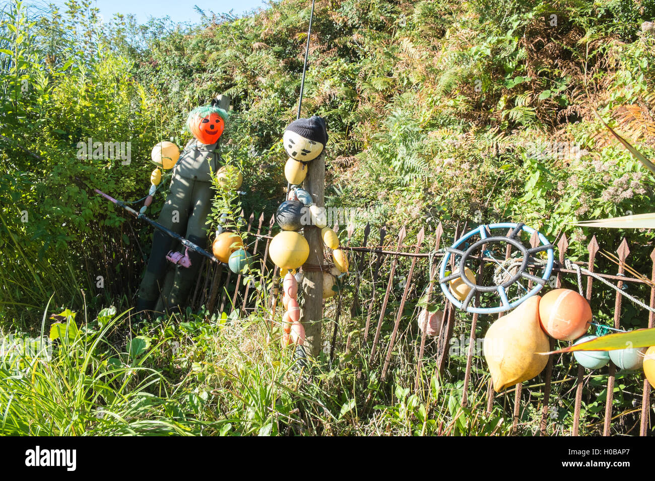Scare crows,faces artwork mannequins models created by fishing bouys ...