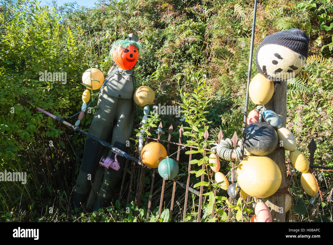 Scare crows,faces artwork mannequins models created by fishing bouys ...