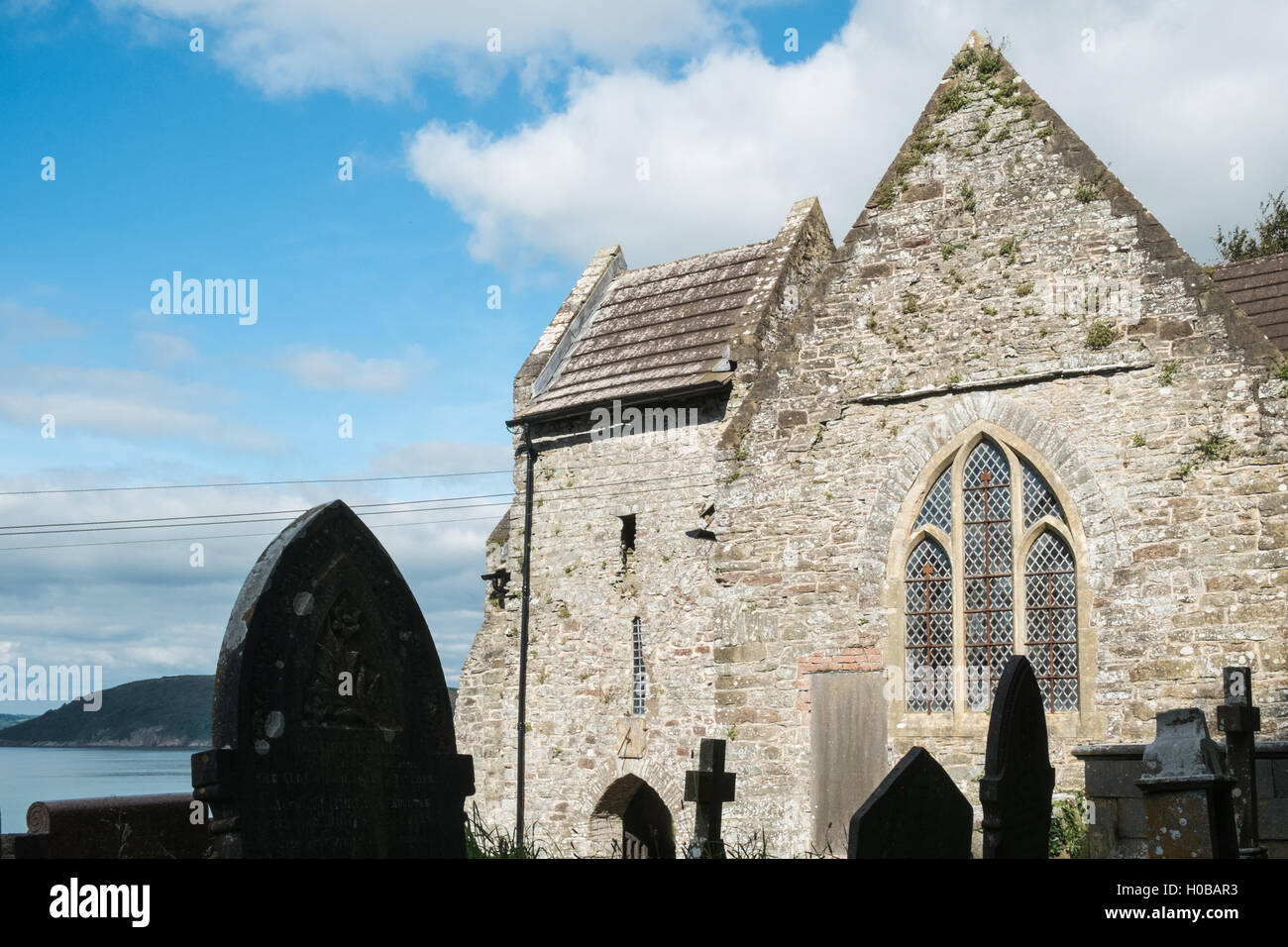 Parish church of Saint, St Ishmael,above River Towy estuary near ...