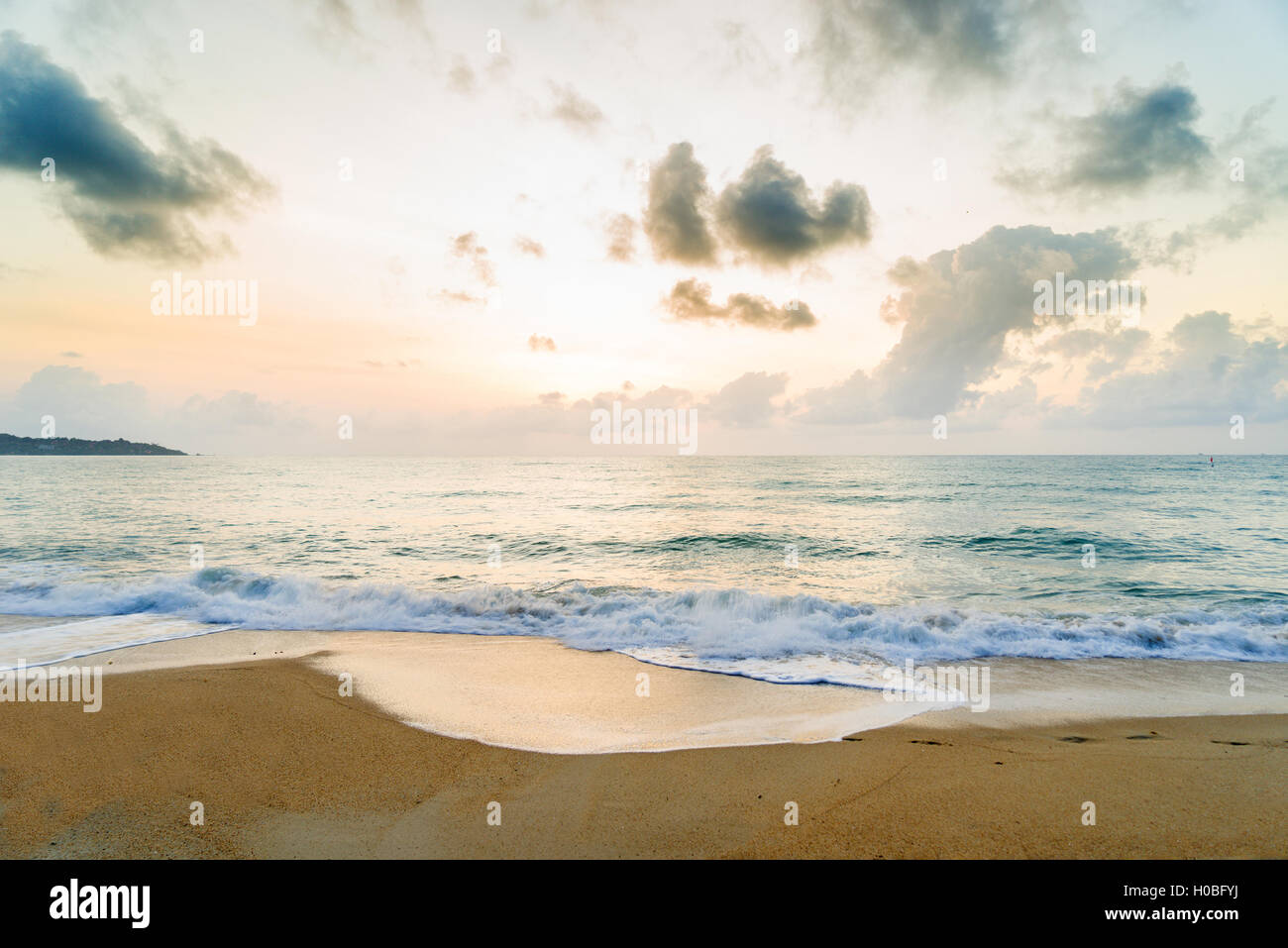 beautiful landscape with tropical sea sunset on the beach Stock Photo ...