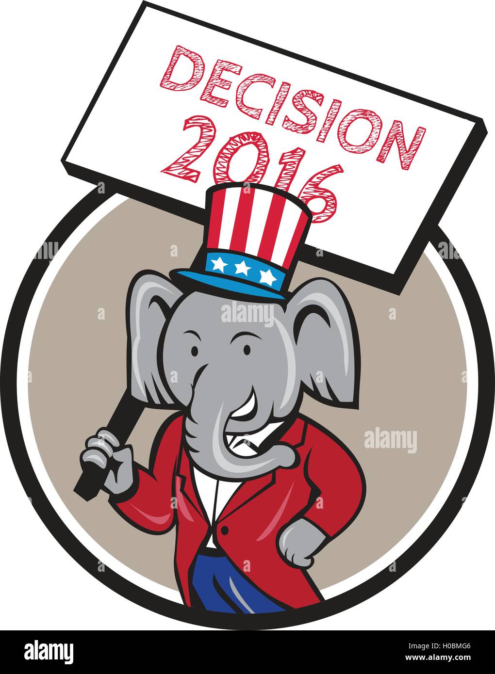Illustration of an American Republican GOP elephant mascot wearing suit ...
