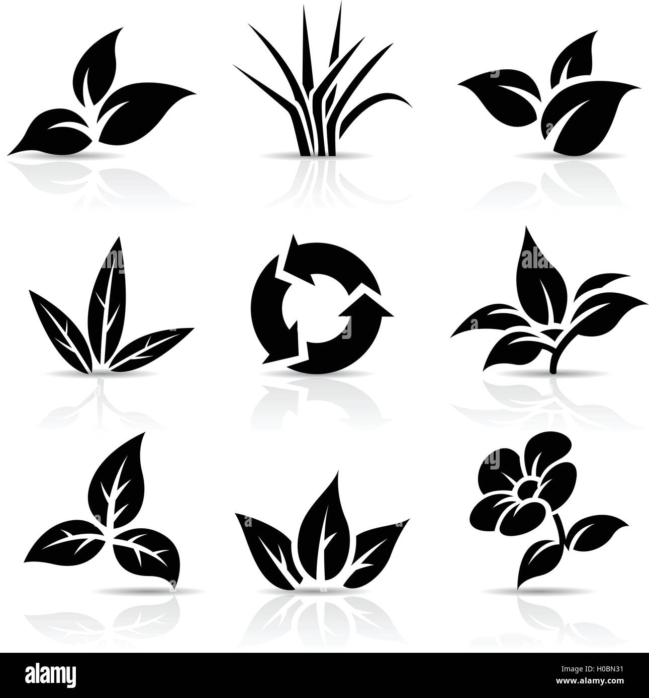 Vector Illustration of Black Leaves isolated on white Stock Vector ...