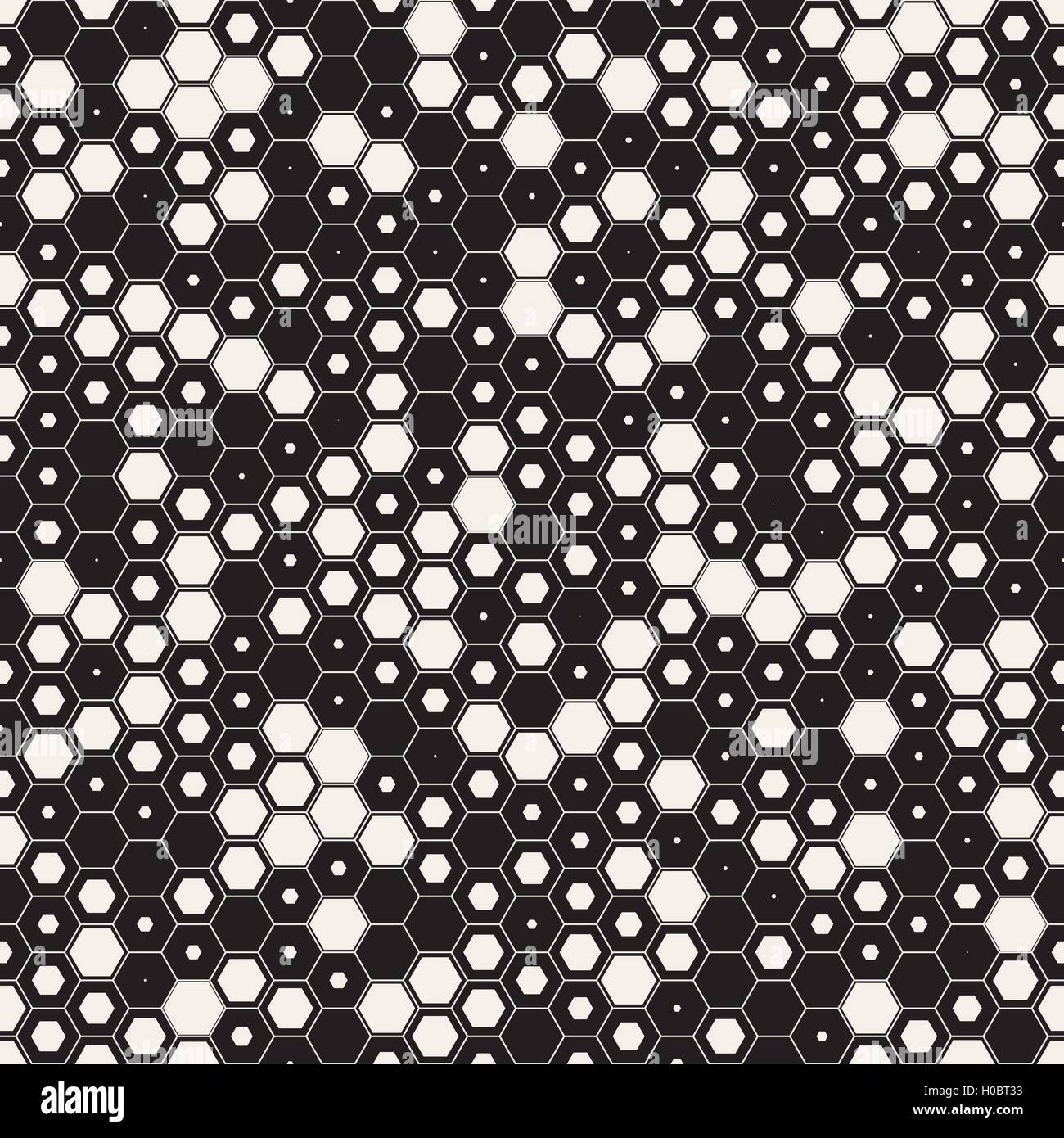 Vector Seamless Black and White Random Hexagons Honeycomb Pattern Stock ...