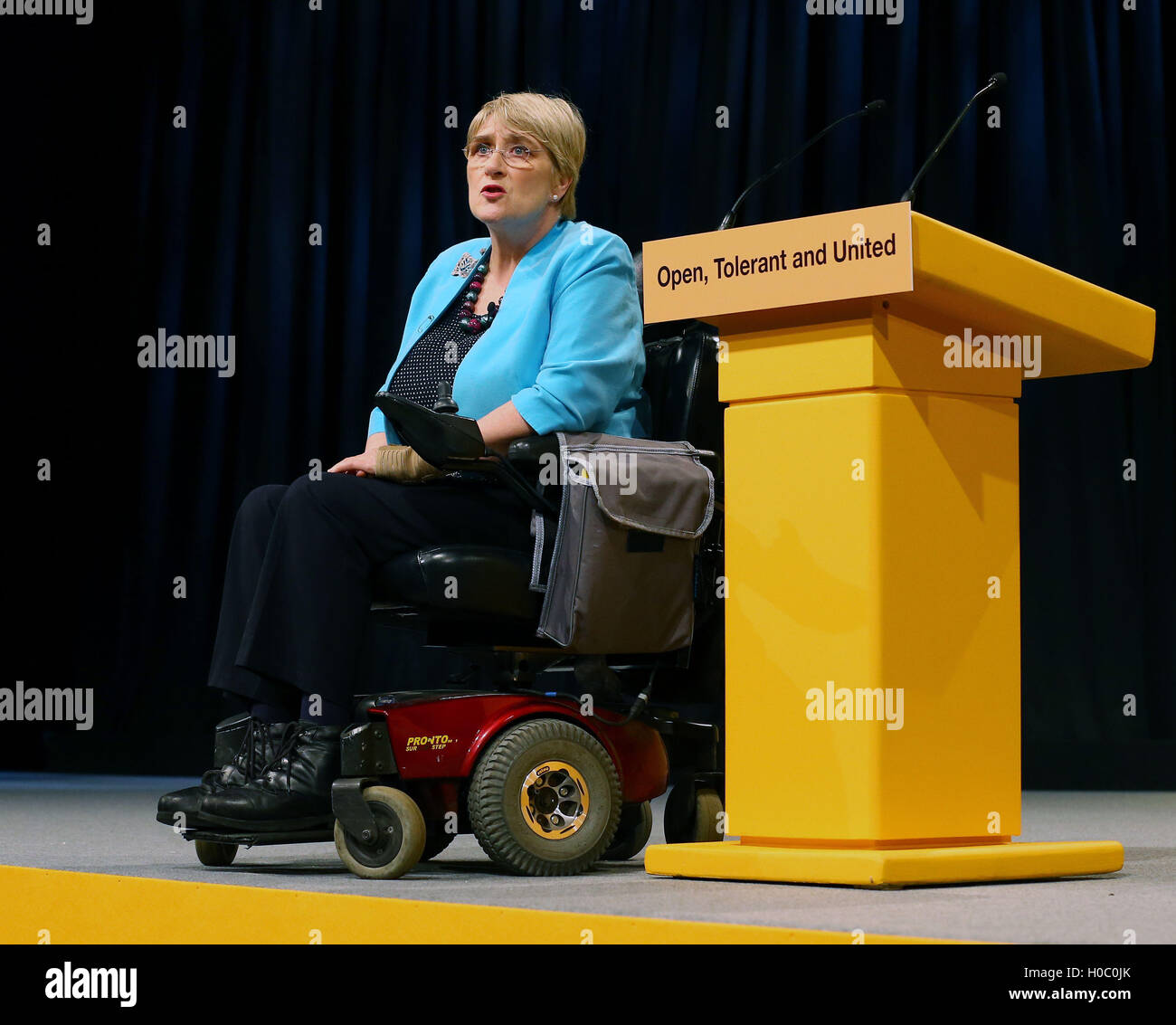 President of the Liberal Democrats, Baroness Brinton, delivers a speech ...