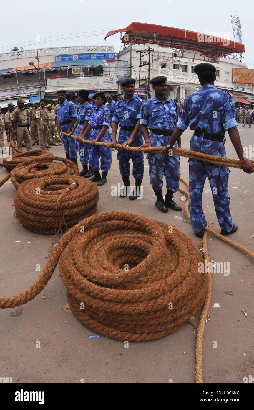 Puri, Odisha, India - July 2, 2011: Rapid action force personnels with ...