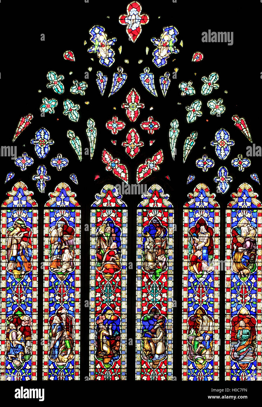 Snettisham stained glass west window by William Warrington, 1846 ...