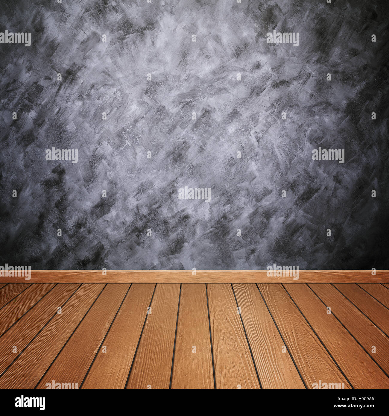 empty room interior with concrete wall (Loft style) and wood floor ...
