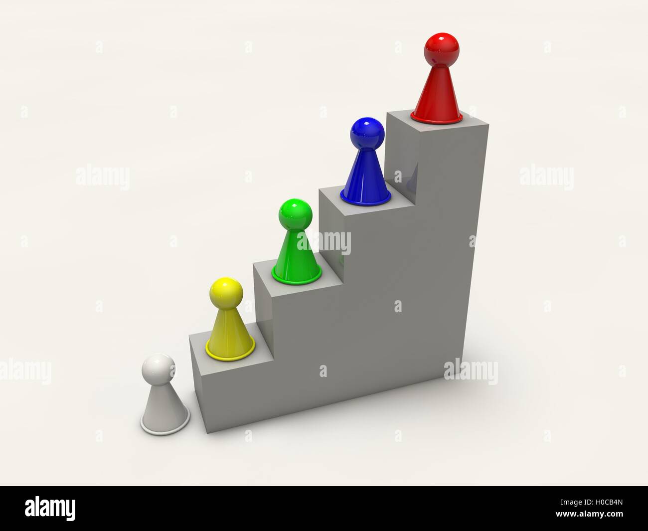 game board figures climb climbing up career ladder 3D rendering Stock ...