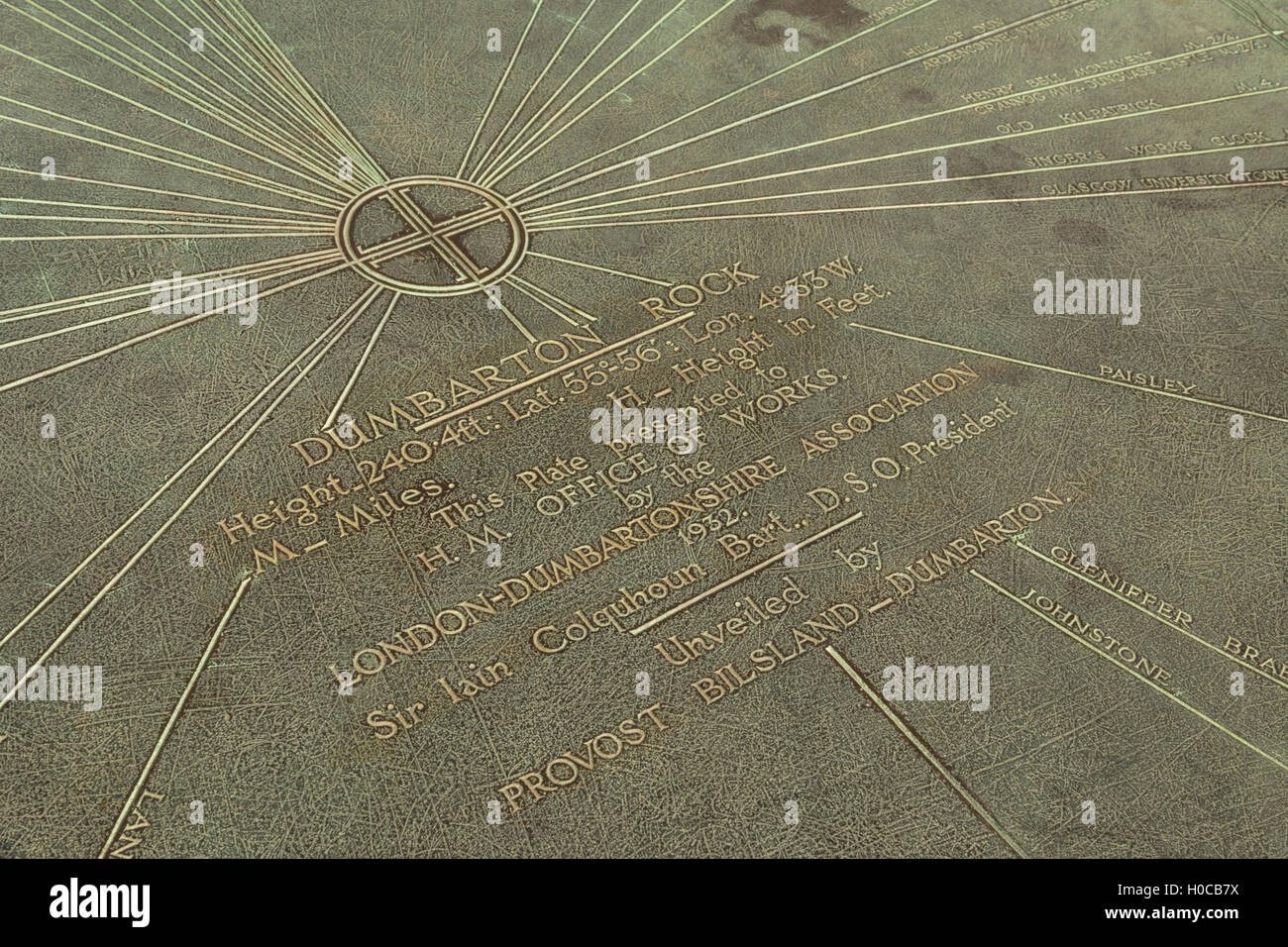 Dumbarton Rock toposcope or topograph direction & distance indicator on ...