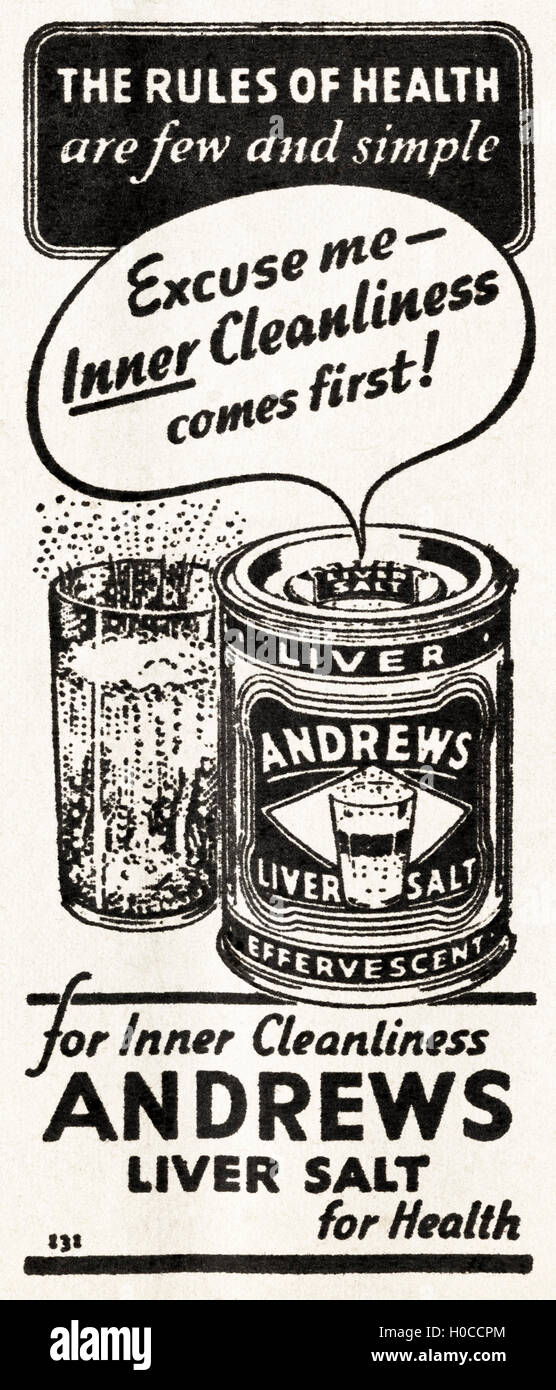 Advertisement advertising Andrews Liver Salt for health original old ...