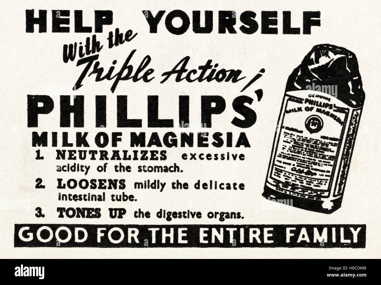 Advertisement advertising Phillips milk of magnesia original old ...