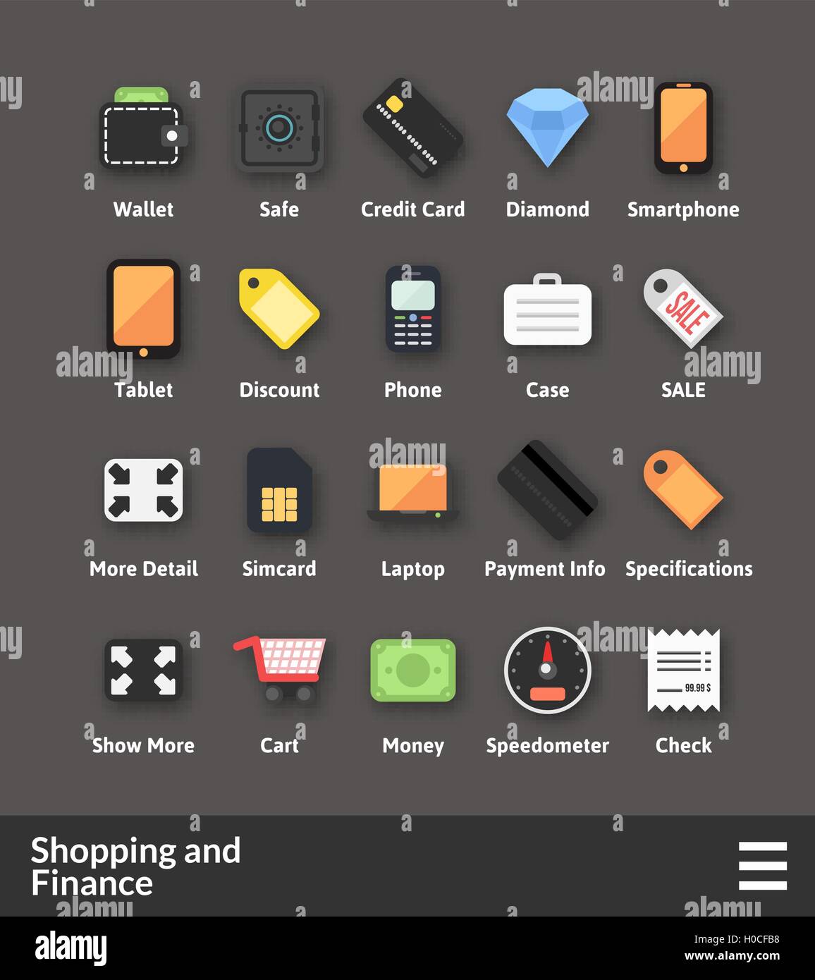 Flat material design icons set Stock Vector Image & Art - Alamy