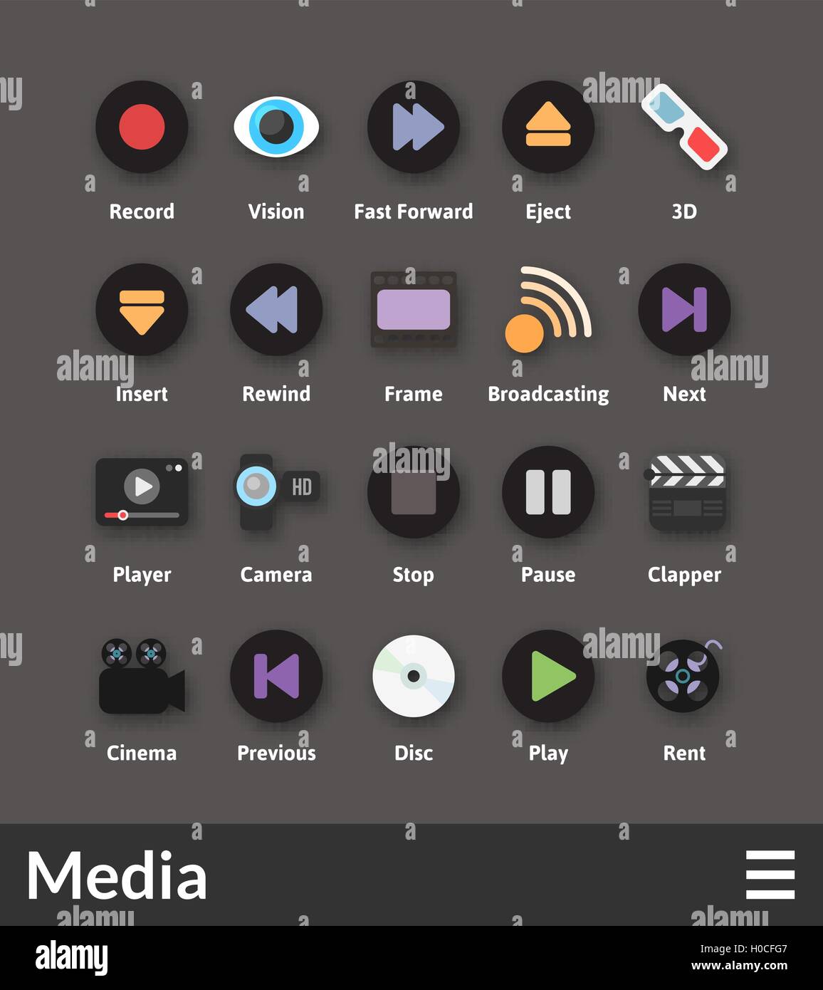 Flat material design icons set Stock Vector Image & Art - Alamy