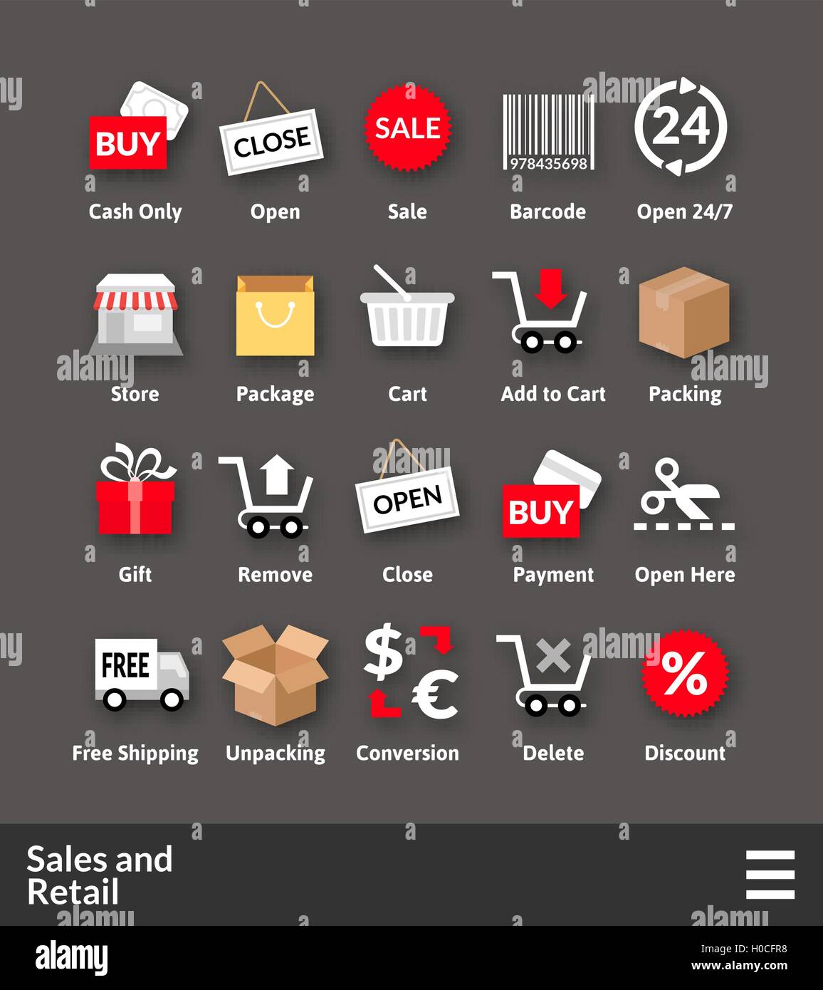 Flat material design icons set Stock Vector Image & Art - Alamy