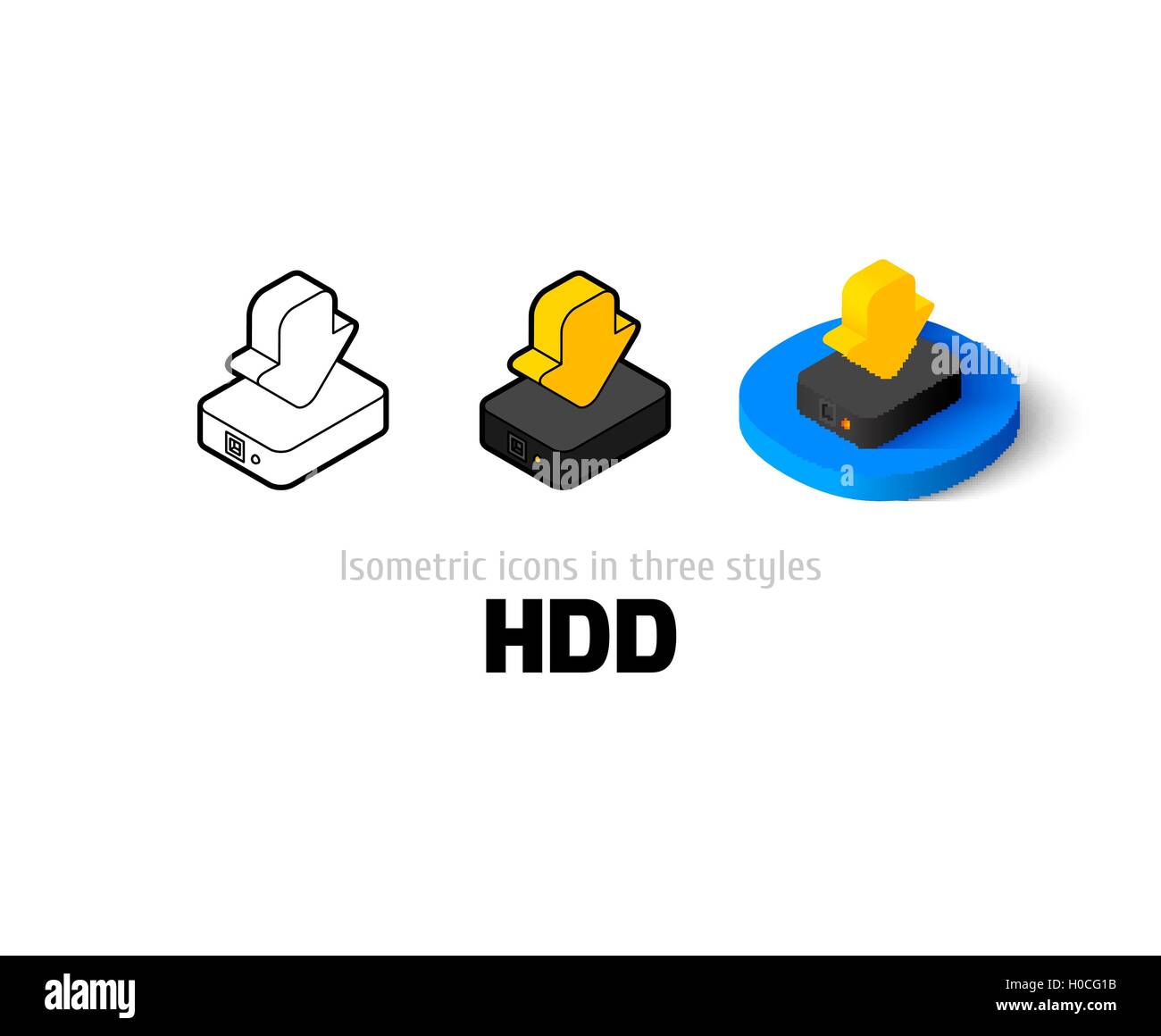 HDD icon in different style Stock Vector Image & Art - Alamy