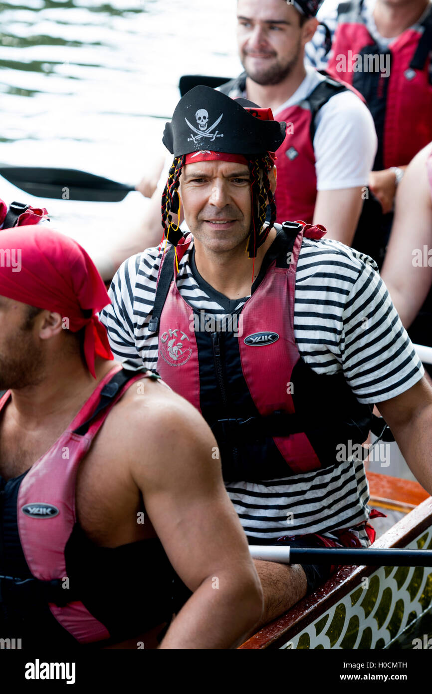 Dragon boat racing, a team in pirate fancy dress Stock Photo - Alamy