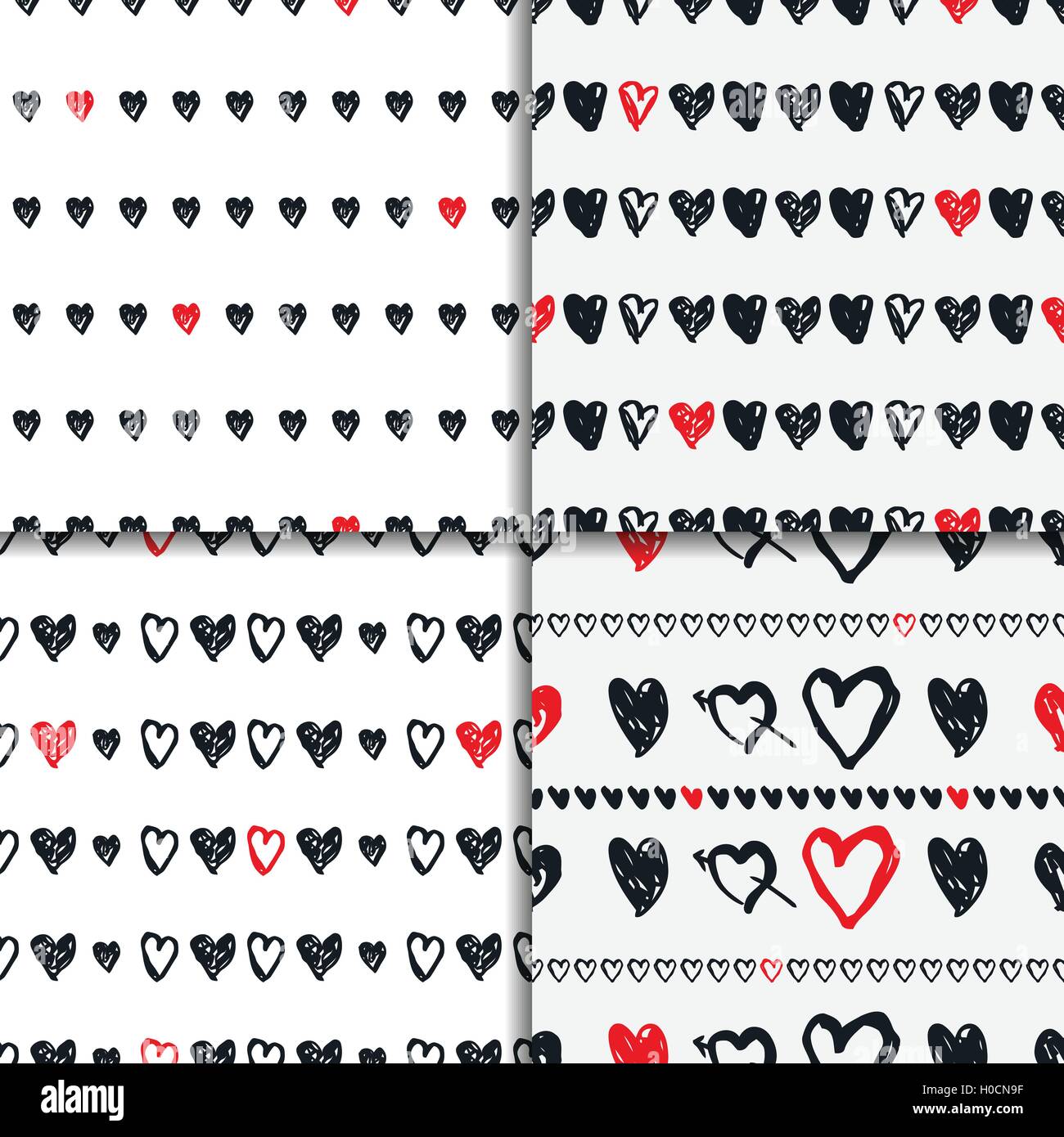 Doodle seamless pattern set with hearts Stock Vector Image & Art - Alamy