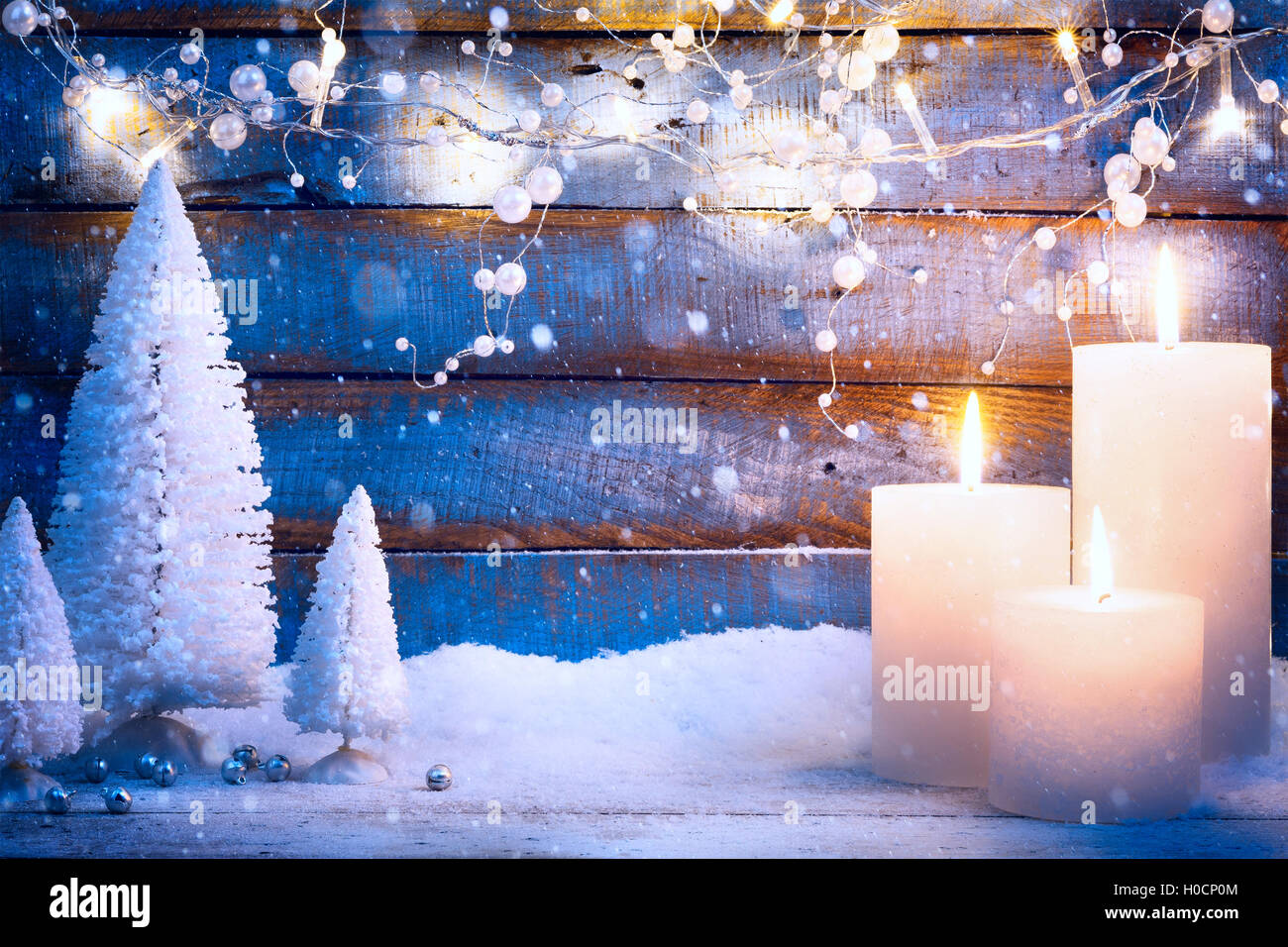 Christmas background with holidays light and Christmas trees Stock ...