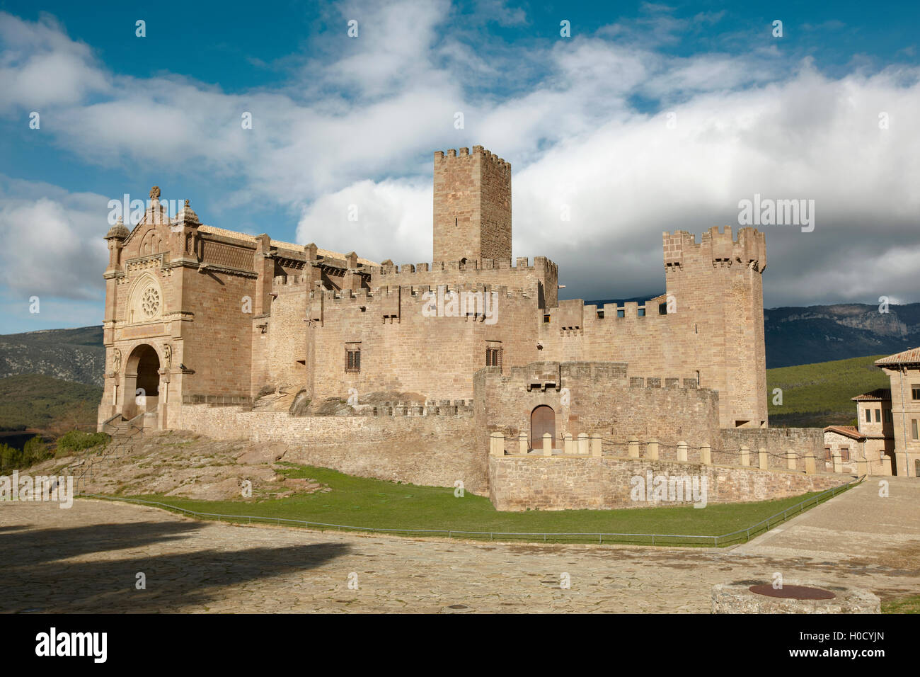 Medieval castle of Javier in Navarra. Spain. Horizontal Stock Photo - Alamy