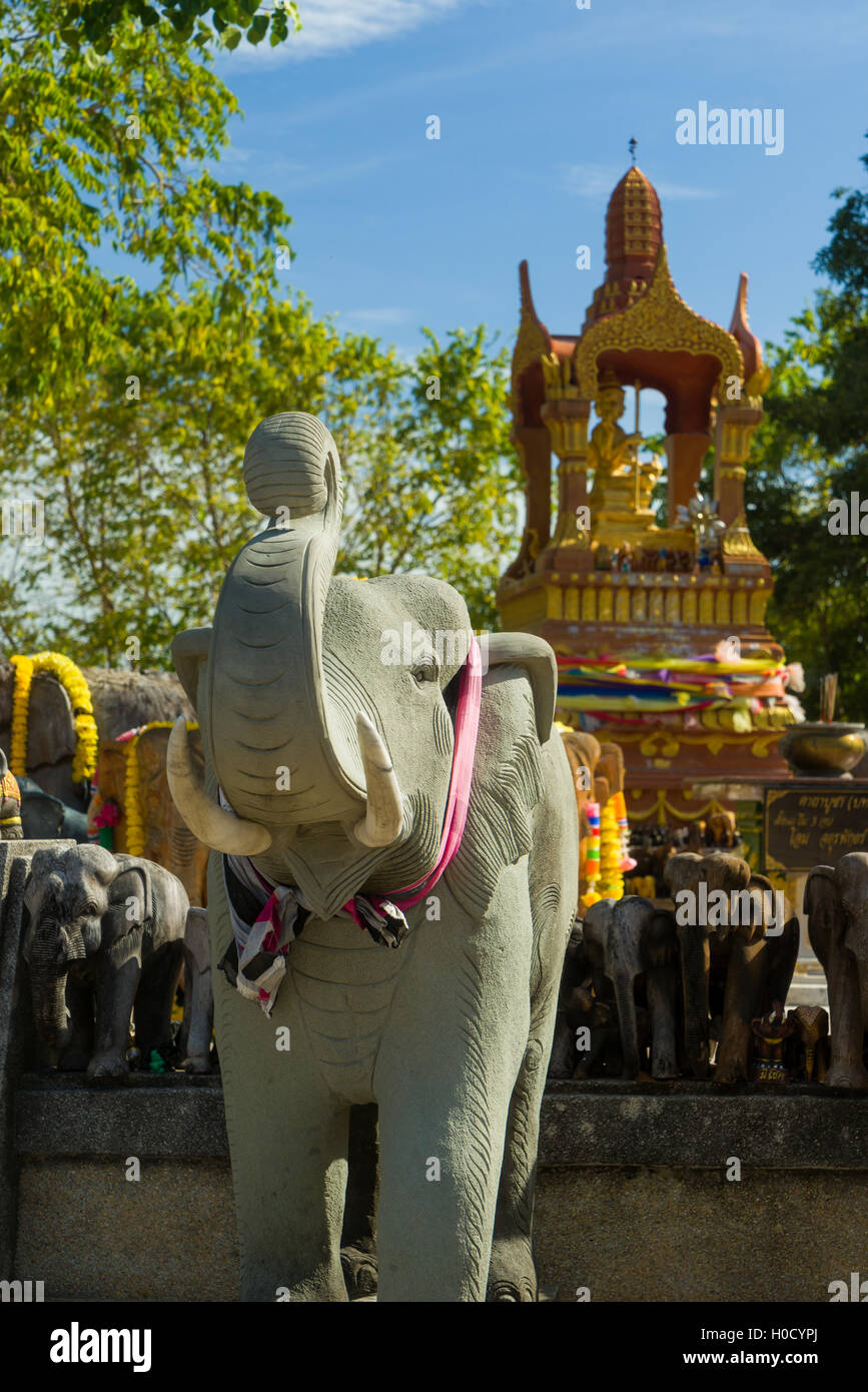 Elephants at the Phuket lighthouse temple Prom THep Stock Photo - Alamy