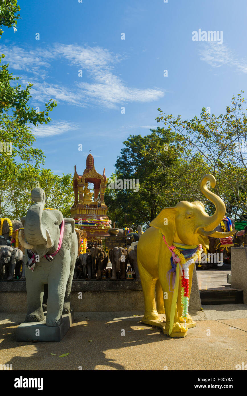 Elephants at the Phuket lighthouse temple Prom THep Stock Photo - Alamy