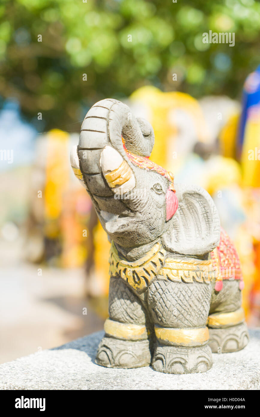 Elephants at the Phuket lighthouse temple Prom THep Stock Photo - Alamy