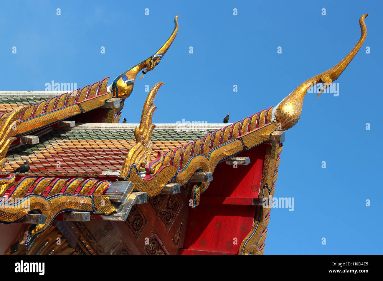 The roofs of one of the pavilions in the Wat Pa Mok in Ang Thong ...