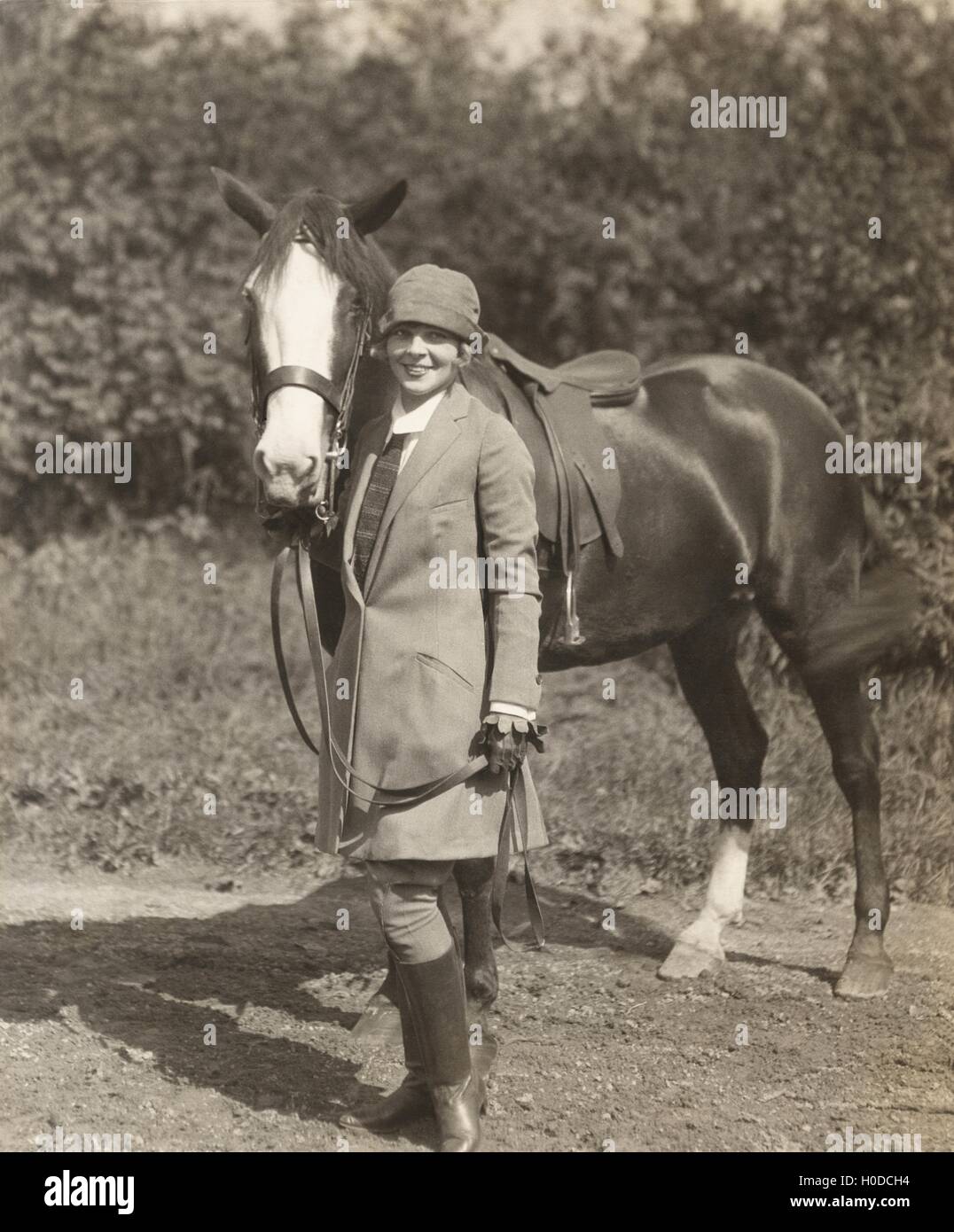 Equestrian and her horse Stock Photo - Alamy