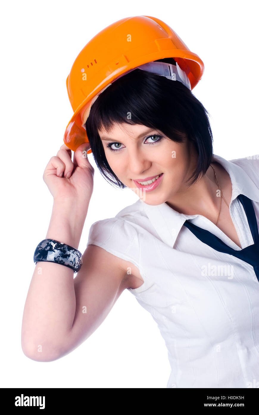 Attractive girl in helmet Stock Photo - Alamy