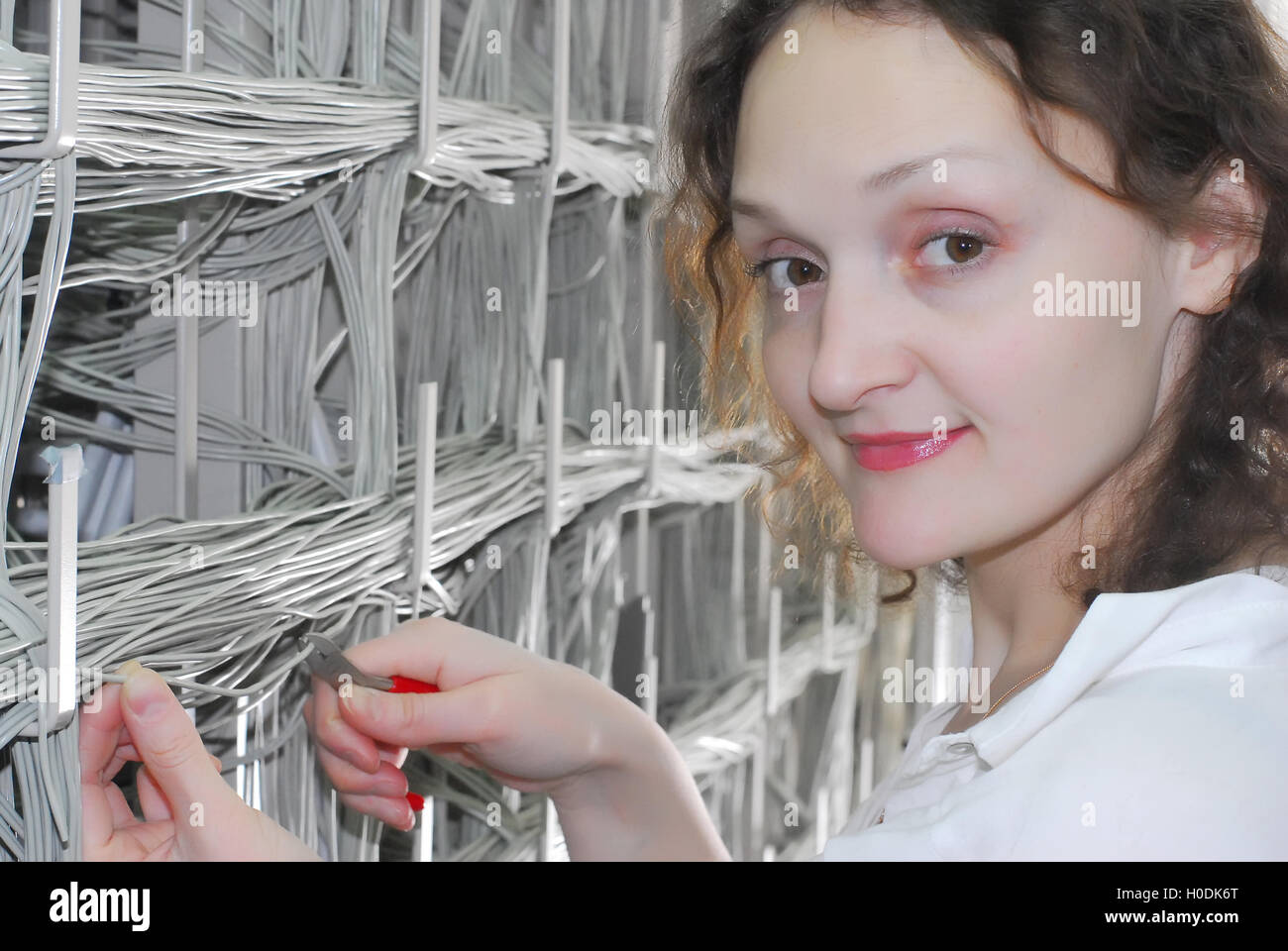 female administrator at communication center Stock Photo - Alamy