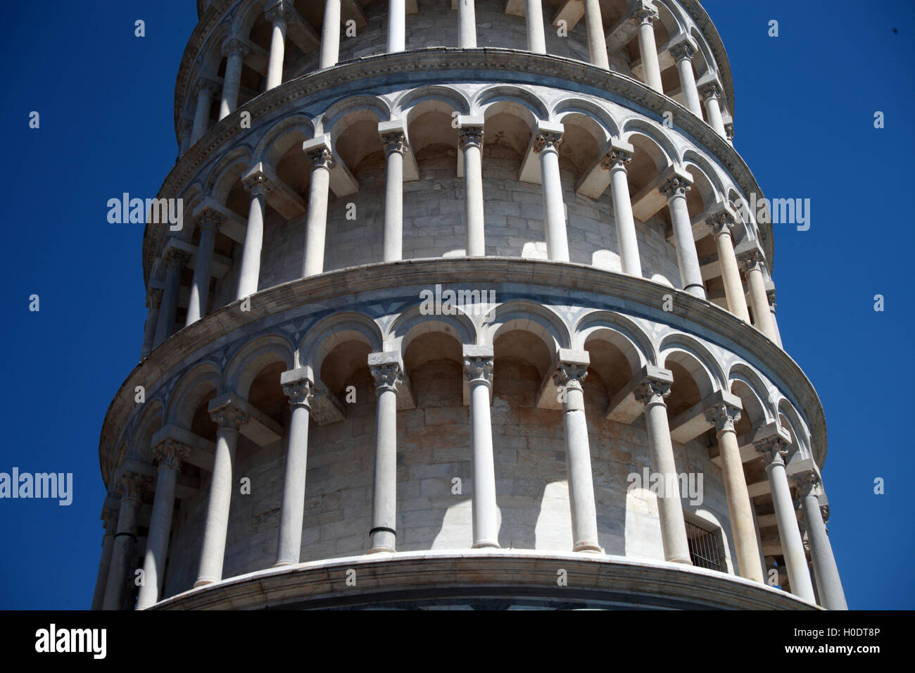 shooting from the bottom of the Leaning Tower of Pisa, Tuscany, Italy ...