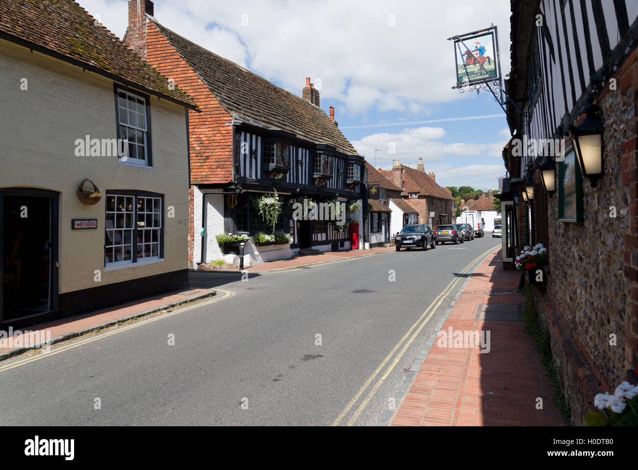 Alfriston, East Sussex, England, United Kingdom. Village high street ...